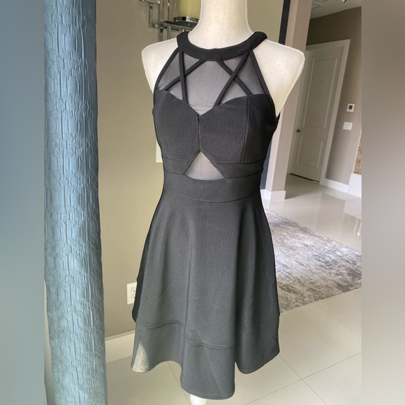 Dresses | Black Dress With Mesh Cutouts | Poshmark